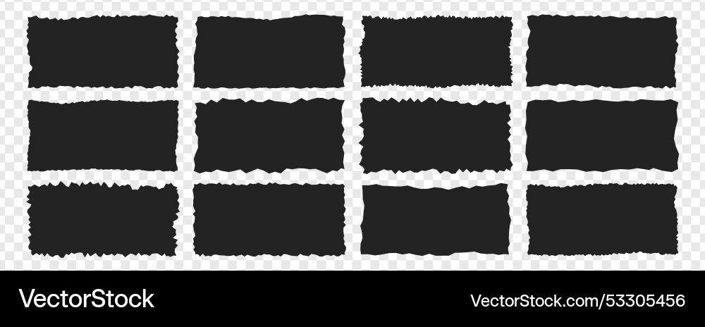 Black grunge rectangle frames with jagged edges Vector Image