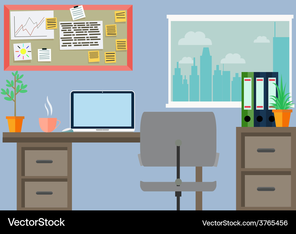 Business workplace with office things Royalty Free Vector
