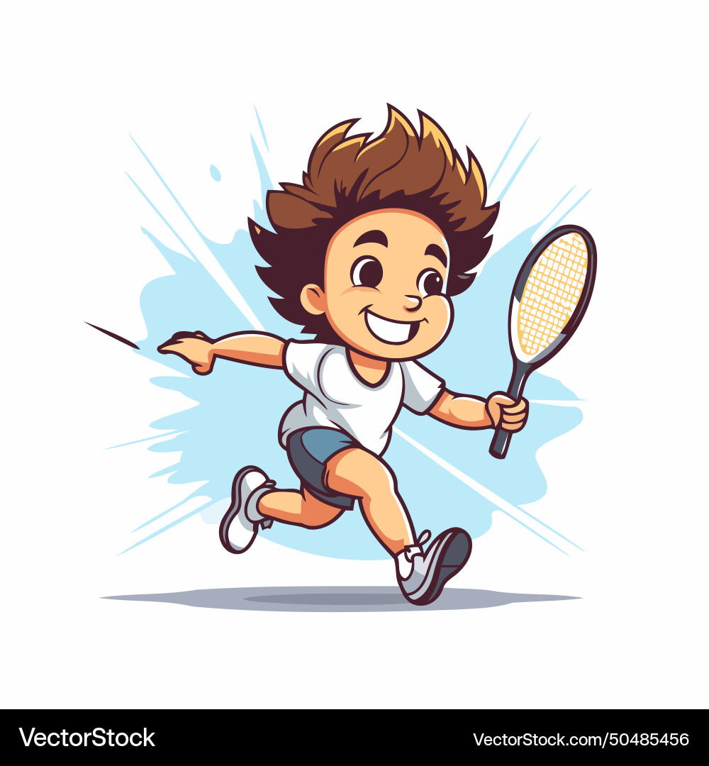 Cartoon boy playing tennis Royalty Free Vector Image