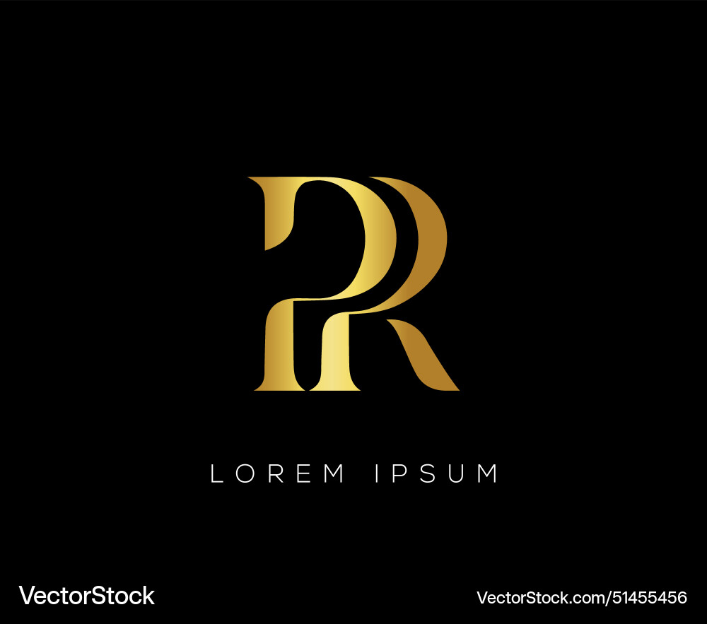Creative pr letter logo design with gold color Vector Image