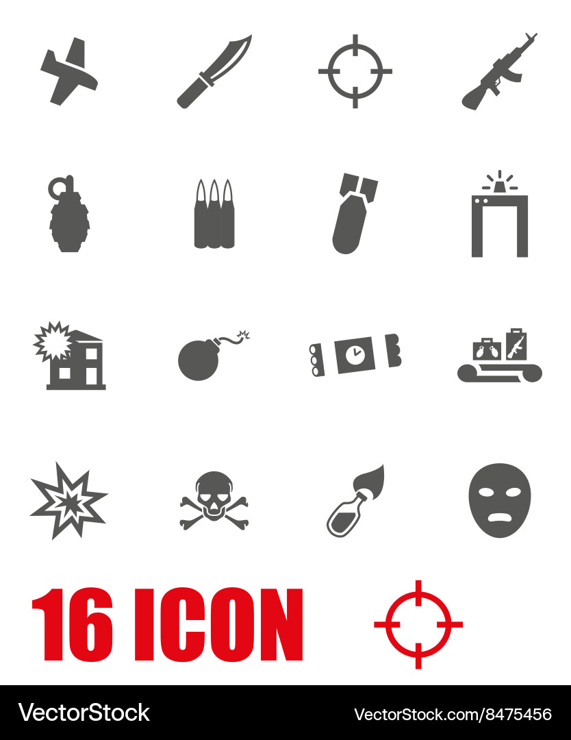 Grey terrorism icon set Royalty Free Vector Image