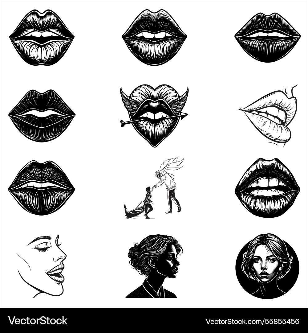 Lips bundle Royalty Free Vector Image - VectorStock