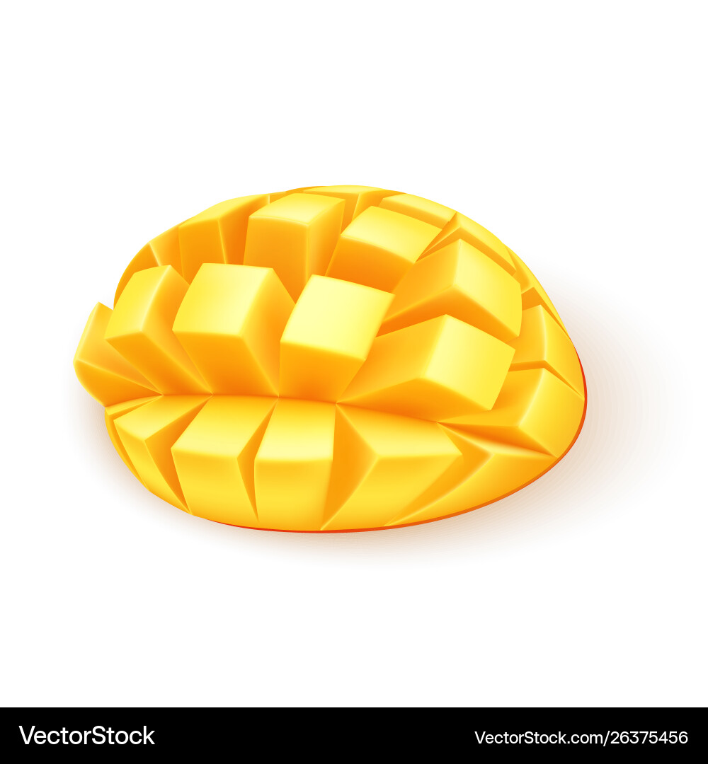 Realistic ripe cube sliced mango fruit Royalty Free Vector Realistic ripe cube sliced mango fruit Royalty Free Vector