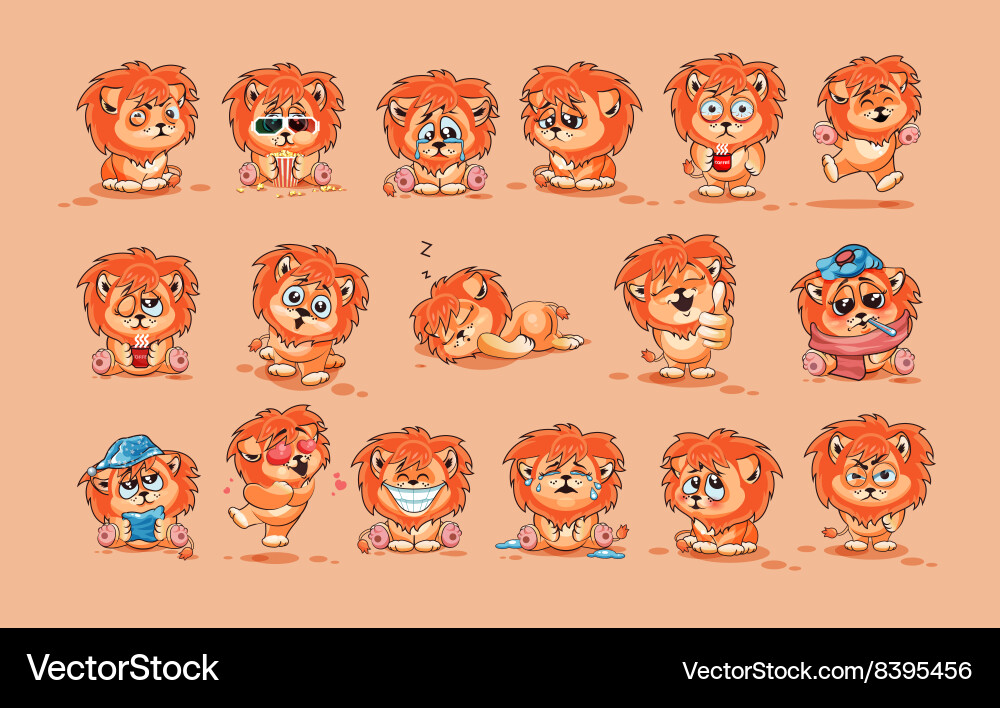 Set of lion cubs Royalty Free Vector Image - VectorStock