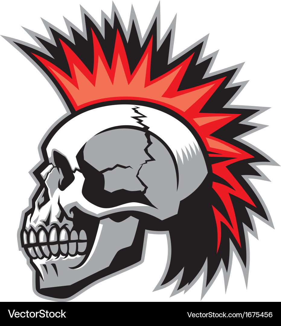 Skull with mohawk hairstyle Royalty Free Vector Image