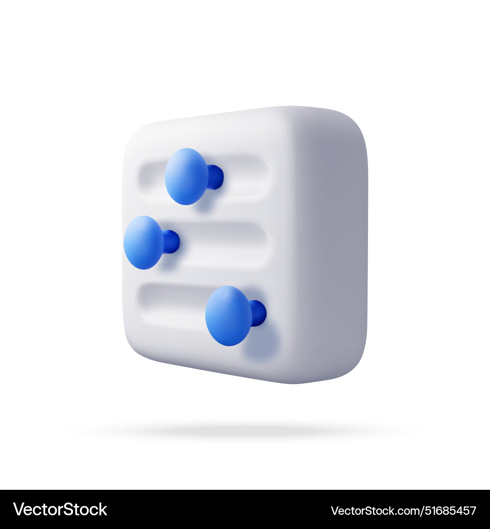 3d filter button icon isolated on white Royalty Free Vector