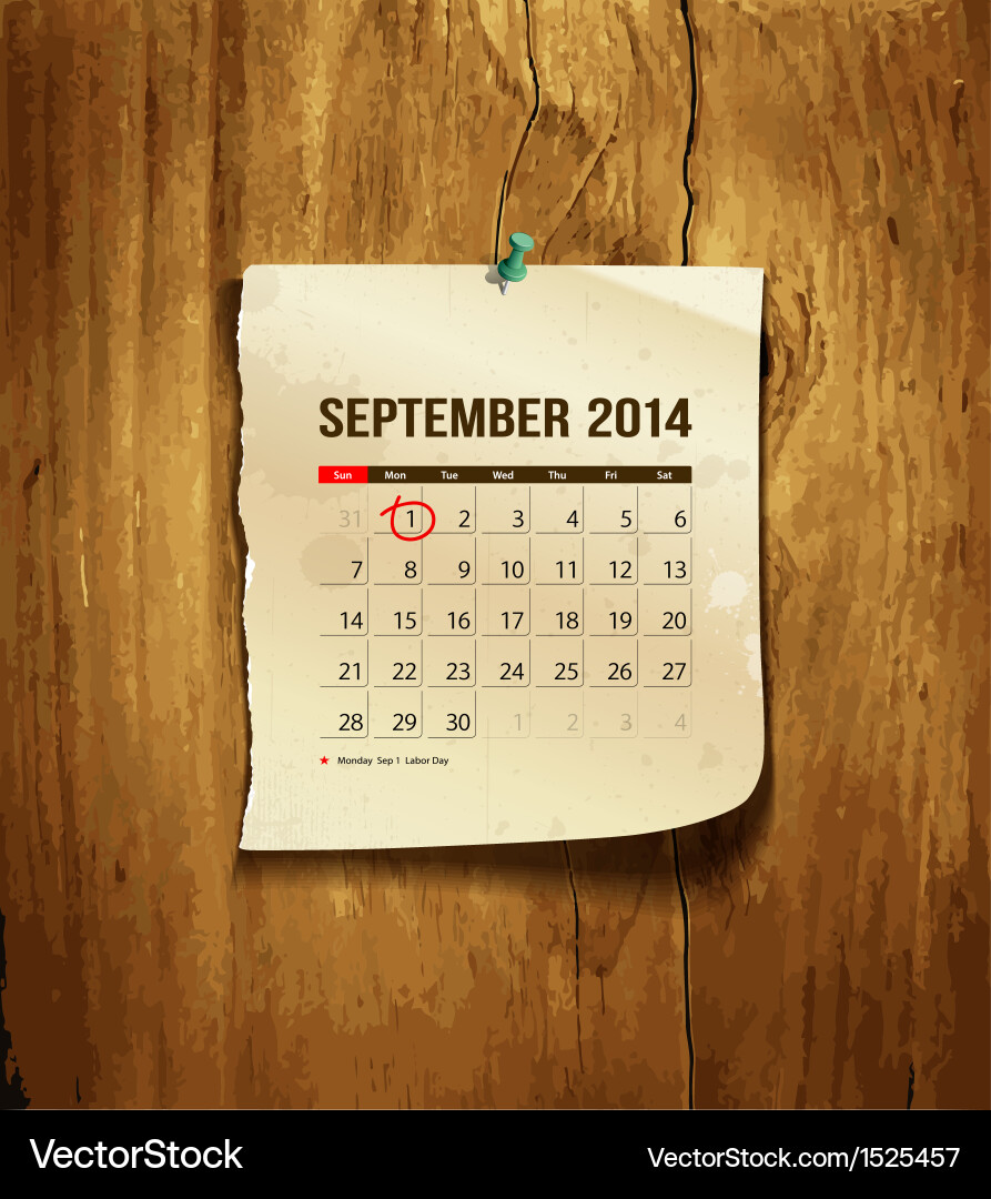 Calendar september 2014 Royalty Free Vector Image