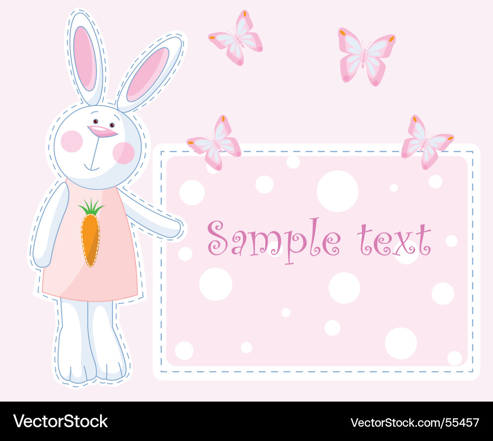Cute Bunny Card with Butterflies Royalty Free Vector Image