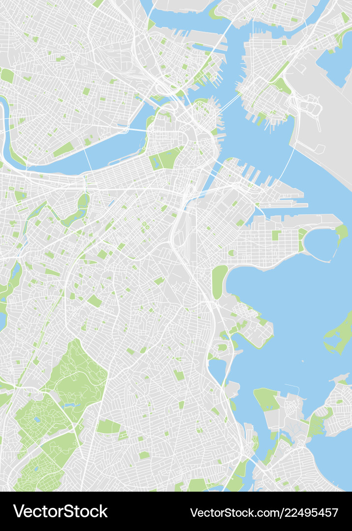Detailed Boston City Map Royalty Free Vector Image