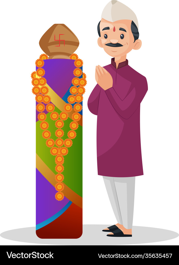Indian marathi man cartoon Royalty Free Vector Image