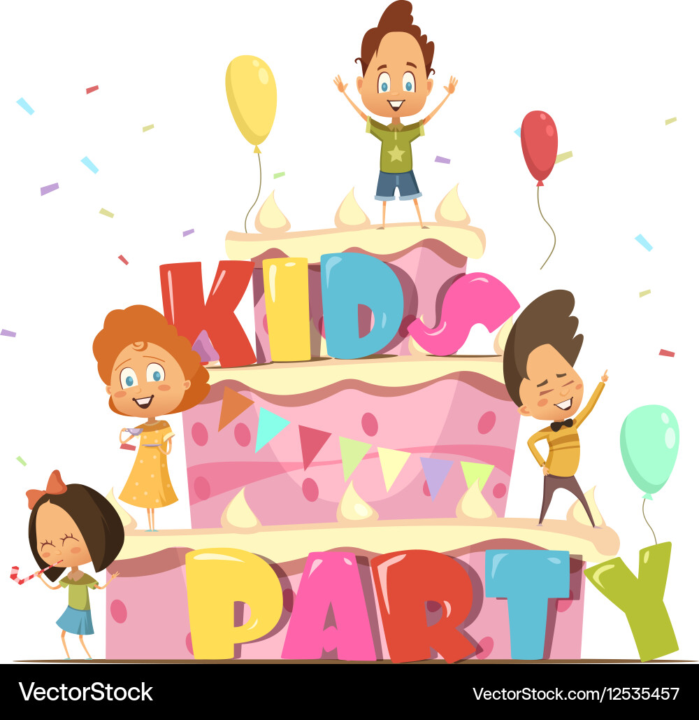 Kids party retro composition Royalty Free Vector Image