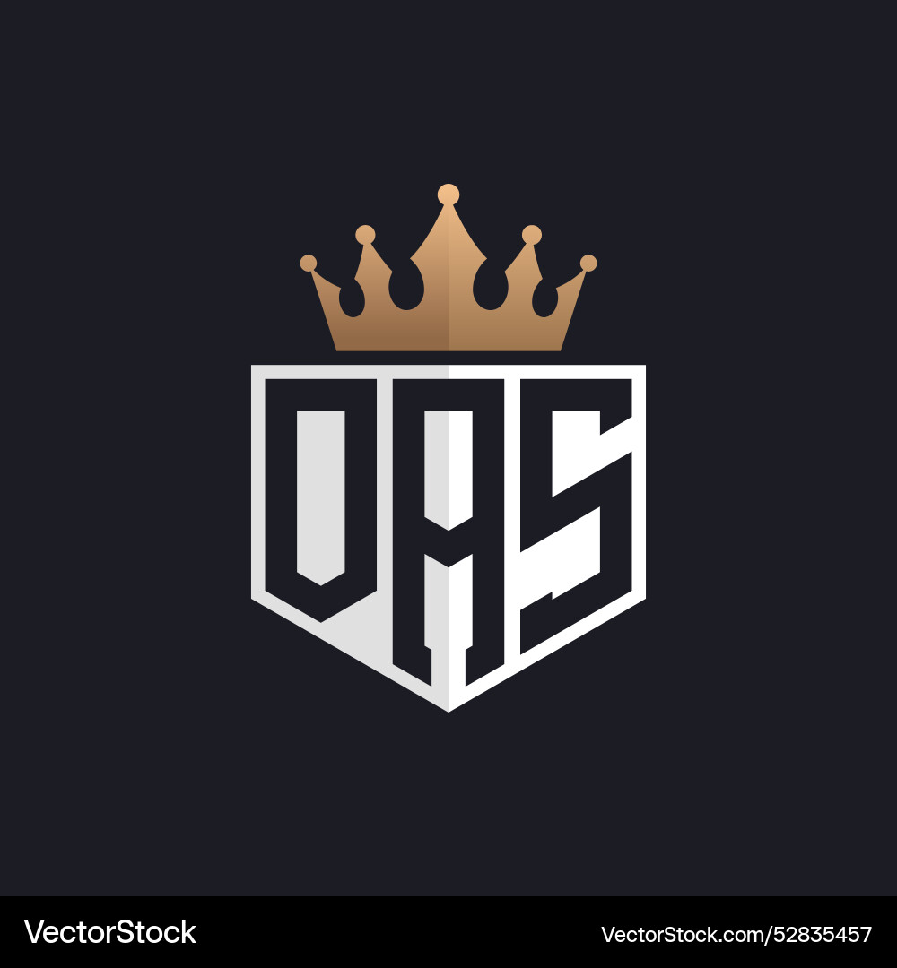 Luxury oas logo with crown elegant initials Vector Image