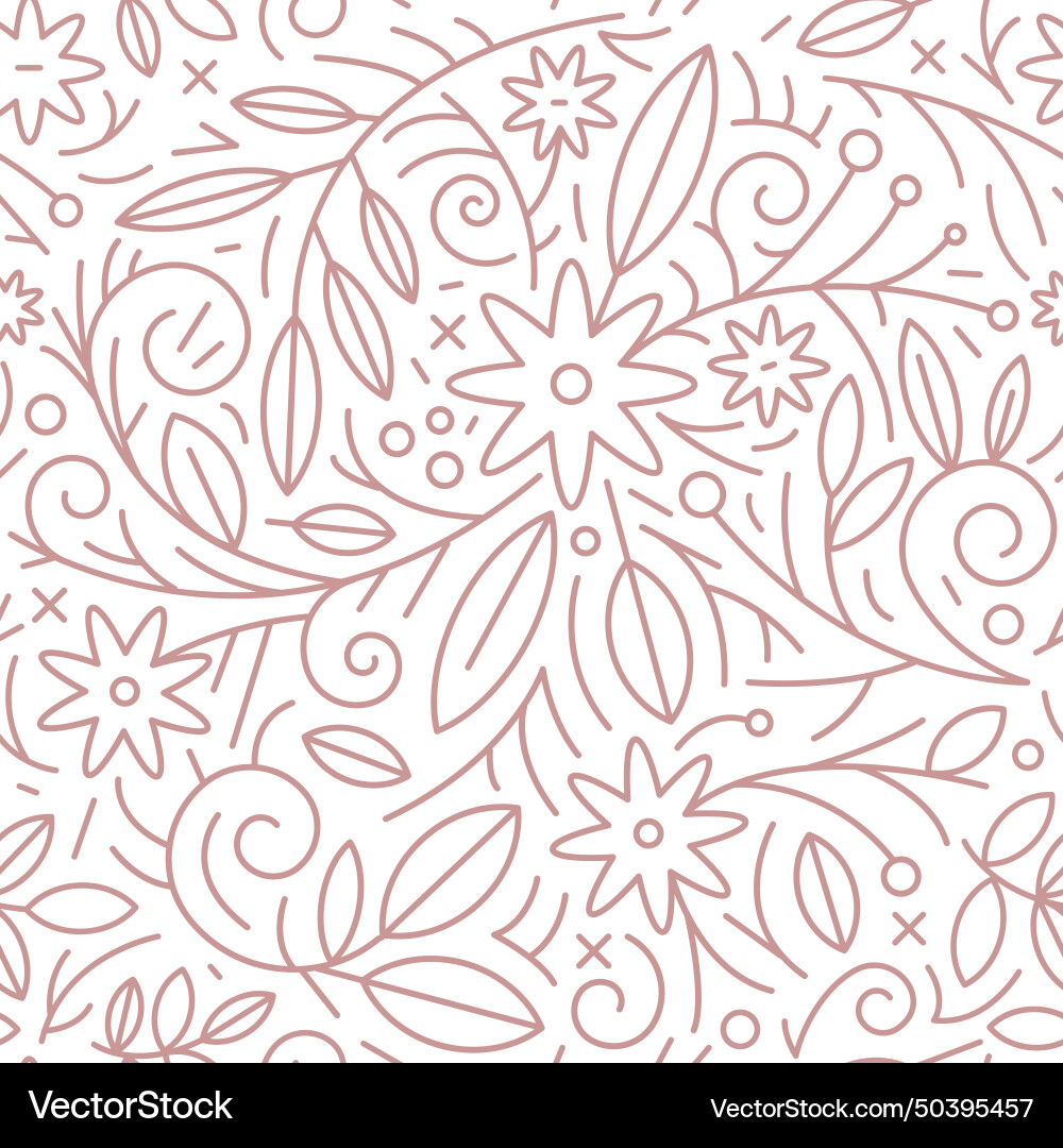 Seamless line nature pattern flowers Royalty Free Vector