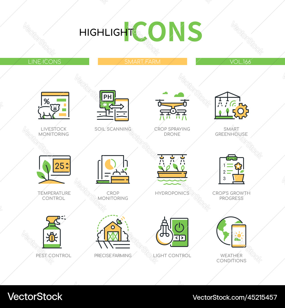Smart farm and technology - line design style Vector Image