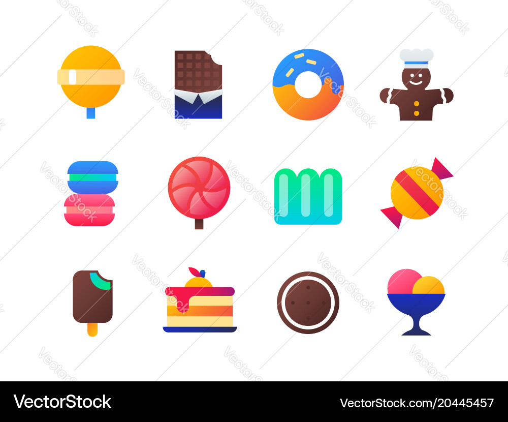 Sweets - set of flat design style icons Royalty Free Vector