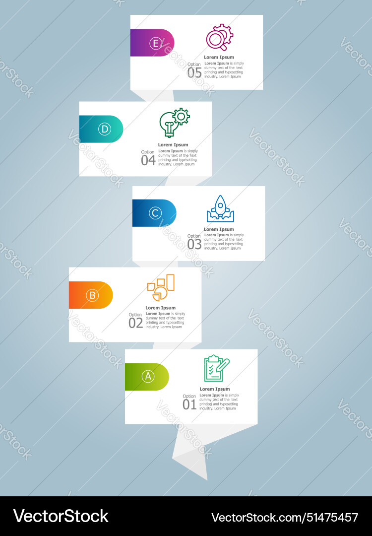 Vertical infographics label 5 steps Royalty Free Vector