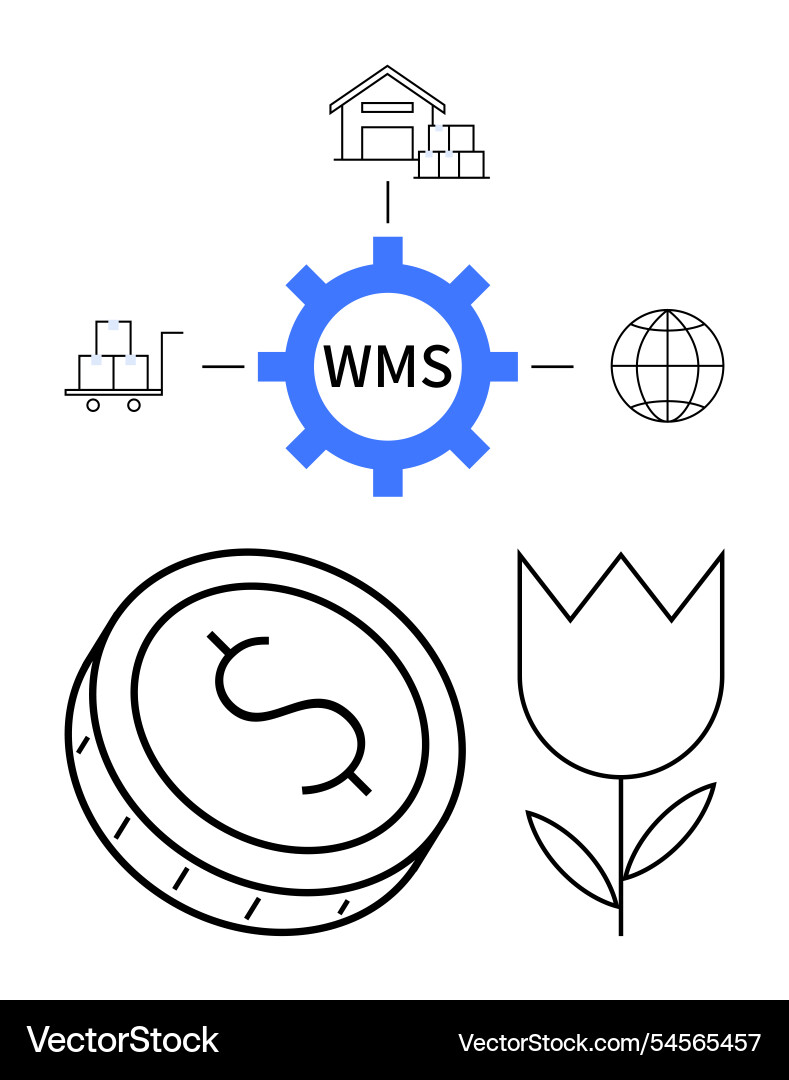 Warehouse management system symbol with flower Vector Image
