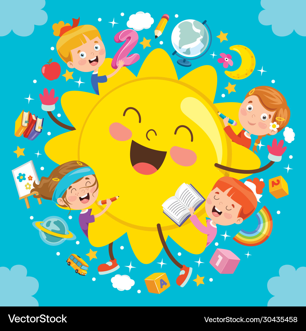 Concept design children sun Royalty Free Vector Image