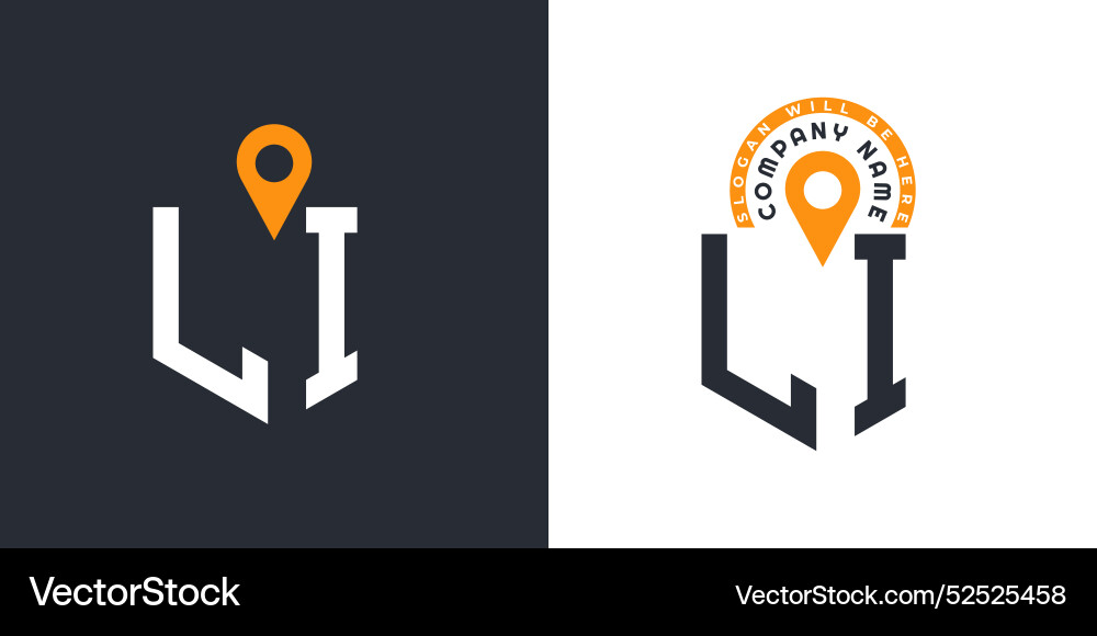 Li location logo bundle letter dual icons Vector Image