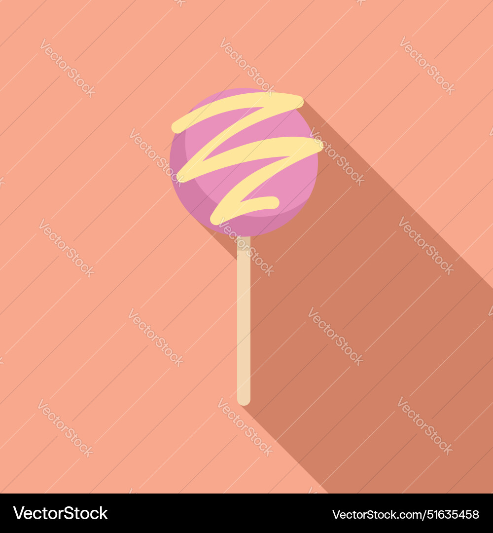 Pink cake pop with yellow drizzle on stick casting