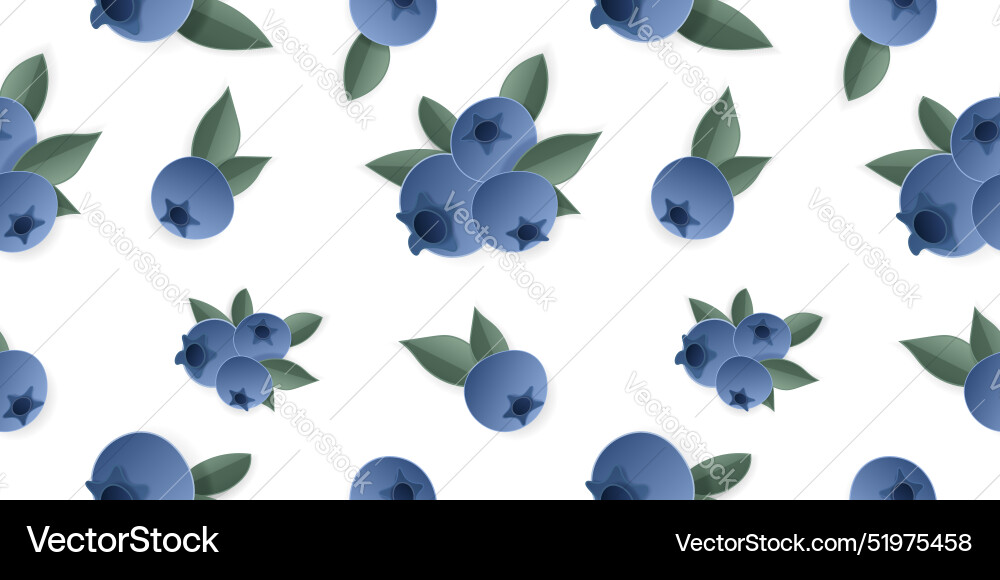 Seamless pattern 3d papercut blueberry cutout Vector Image