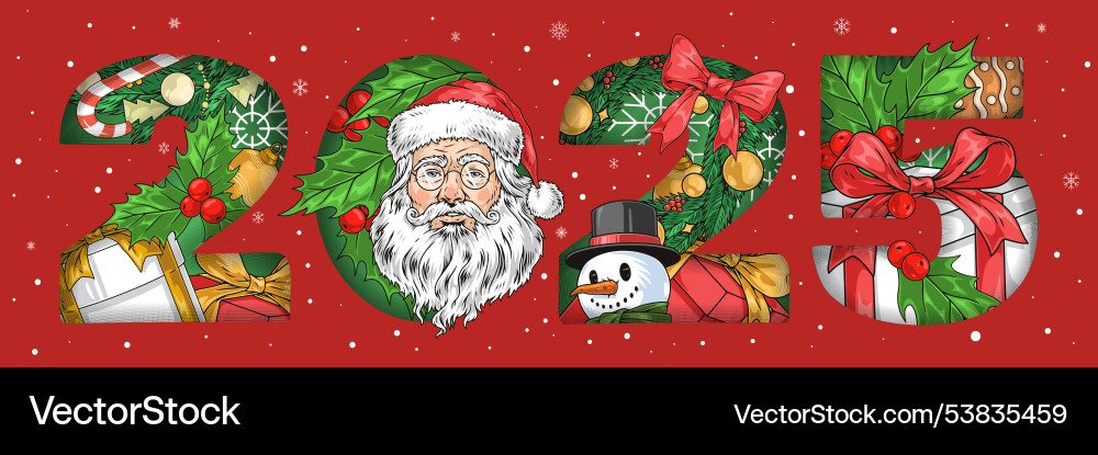 2025 new year colorful sticker Royalty Free Vector Image