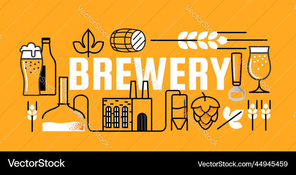 Brewery beer icon bottles industry line Royalty Free Vector