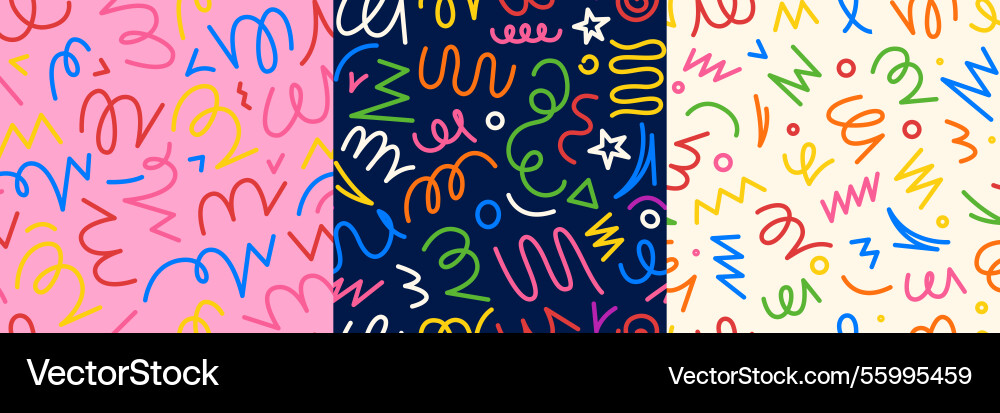 Confetti line pattern seamless kids birthday Vector Image