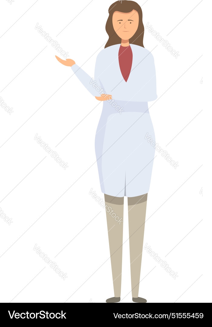 Female doctor explaining something wearing lab Vector Image