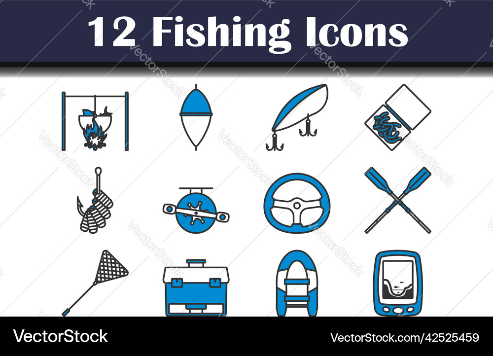 Fishing icon set Royalty Free Vector Image - VectorStock