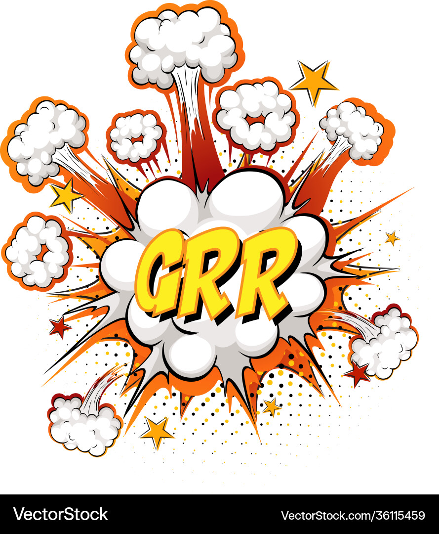 Grr text on comic cloud explosion isolated Vector Image