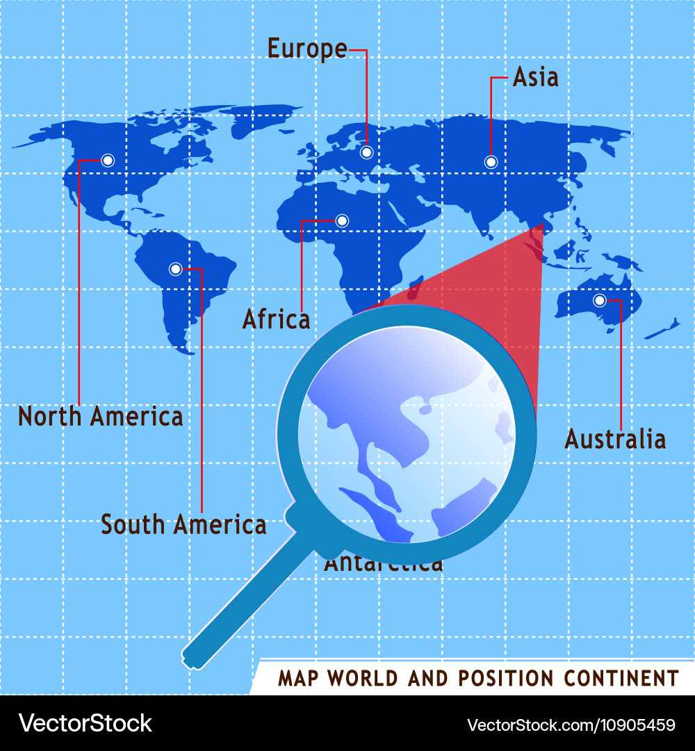 Map world and position continent Royalty Free Vector Image