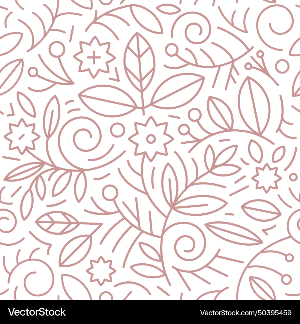Seamless line nature pattern flowers Royalty Free Vector