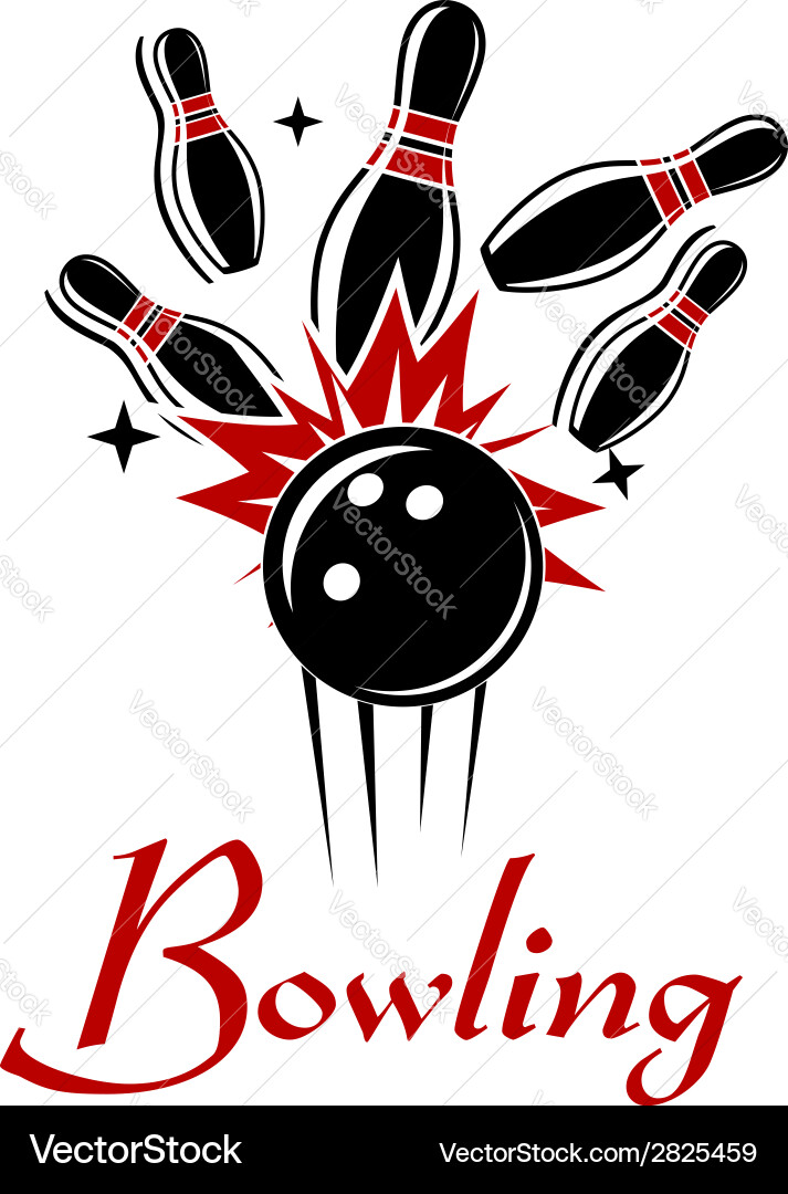 Smashing Bowling Ball Emblem Royalty Free Vector Image