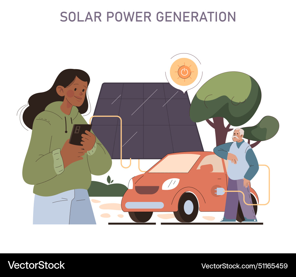 Solar power generation set Royalty Free Vector Image