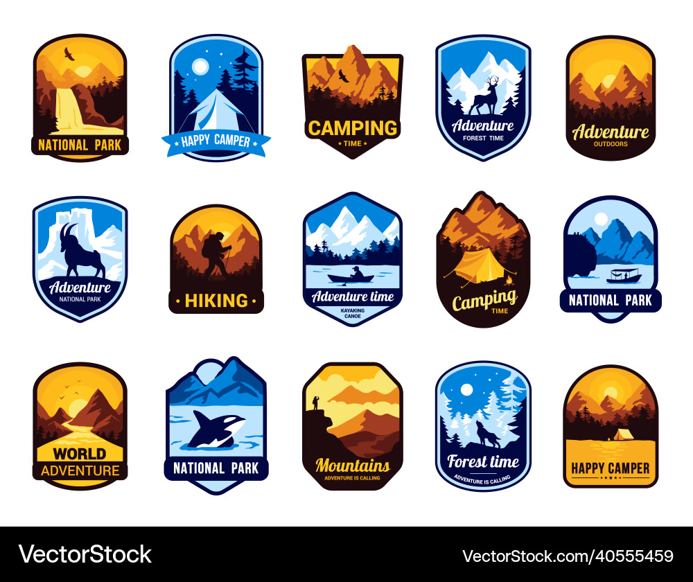 Summer Camp Adventure Stickers Royalty Free Vector Image