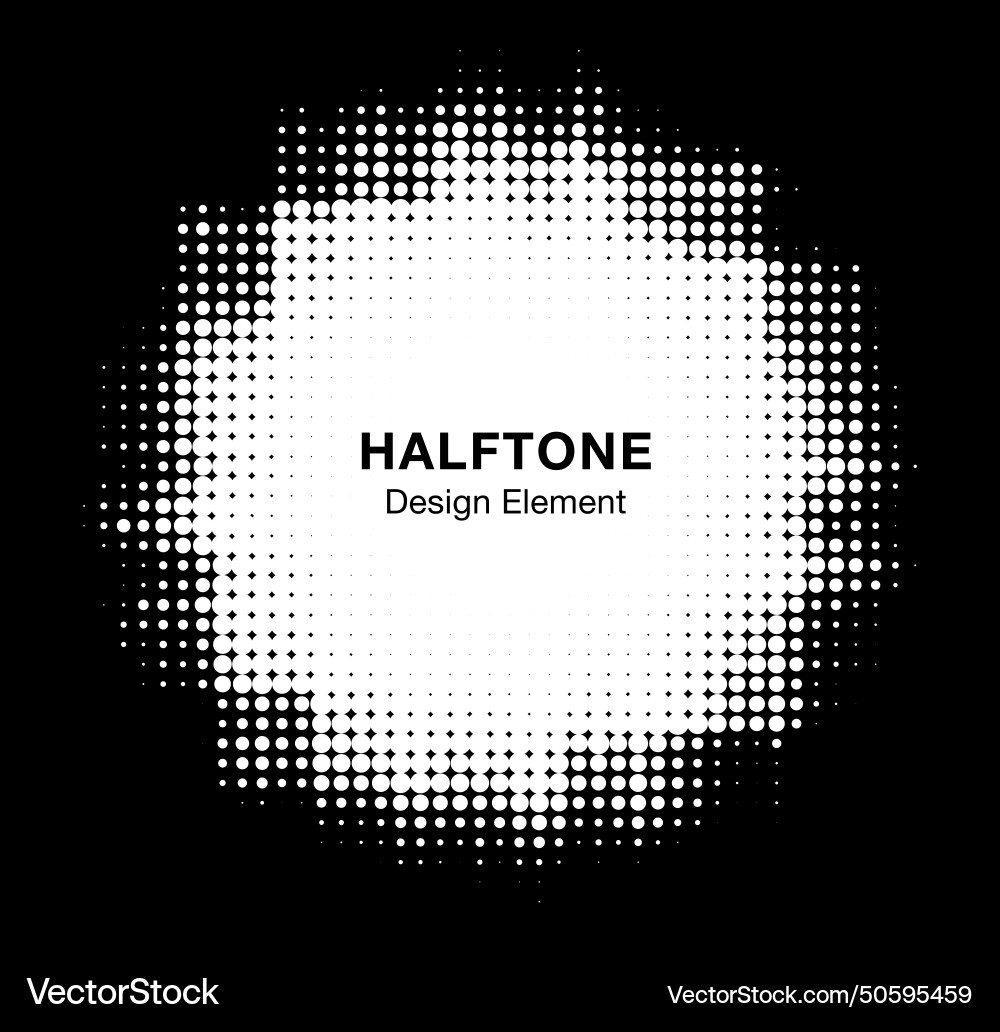 White halftone frame circle dots background Vector Image