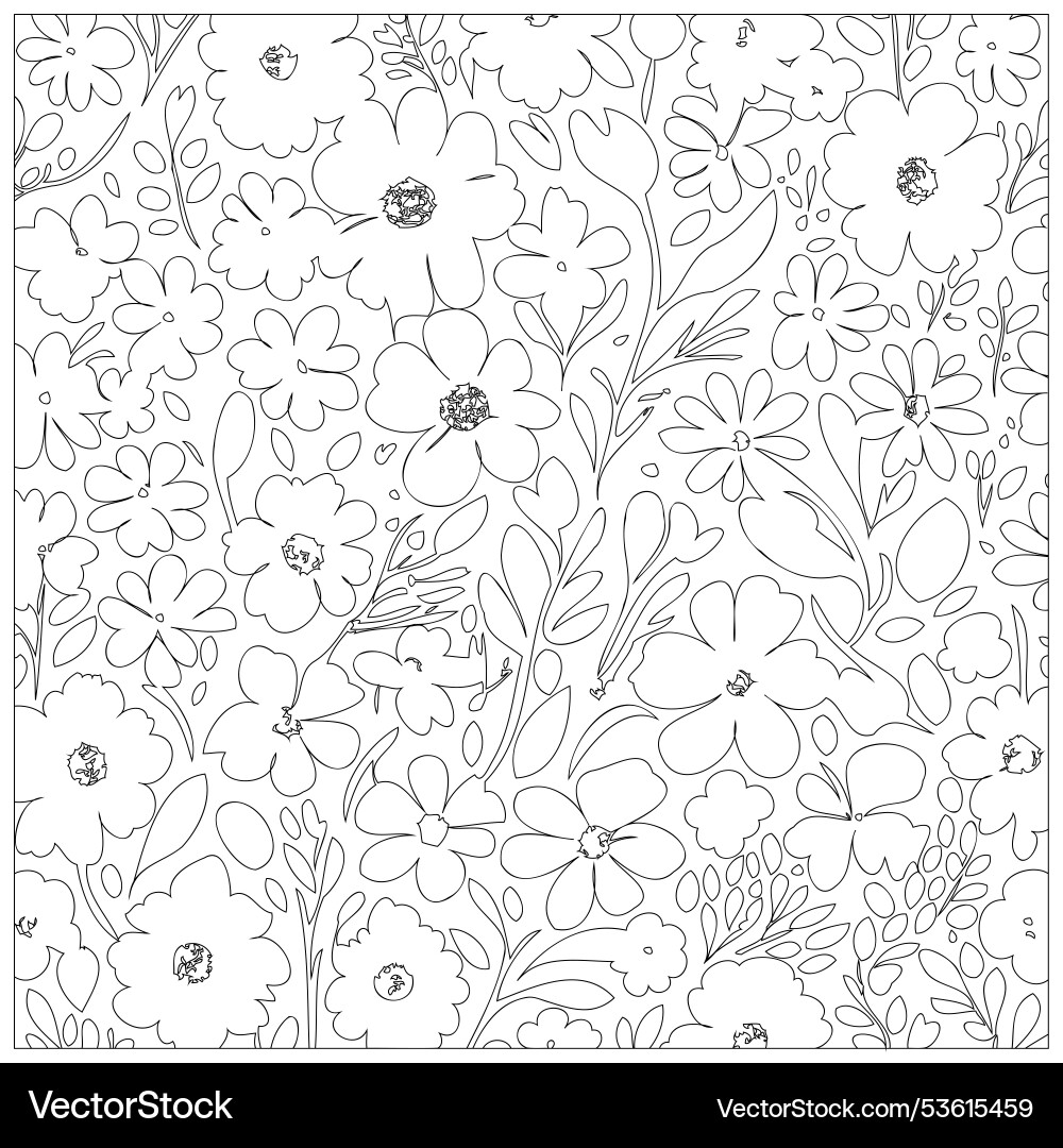 Wildflowers flower pattern outline sketch Vector Image
