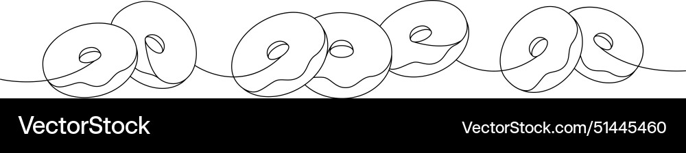 Doughnuts set take away donuts one line Royalty Free Vector