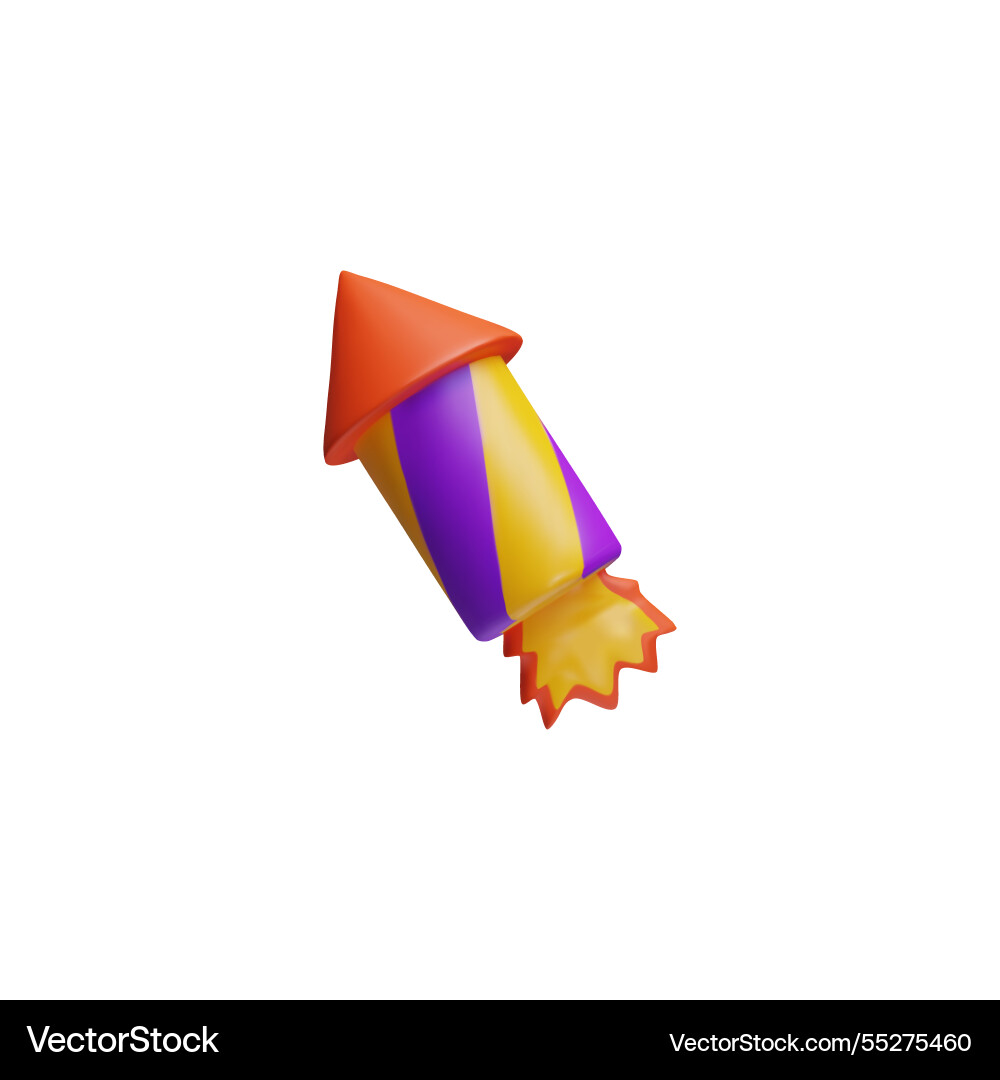 Firework rocket petard with burning wick 3d Vector Image