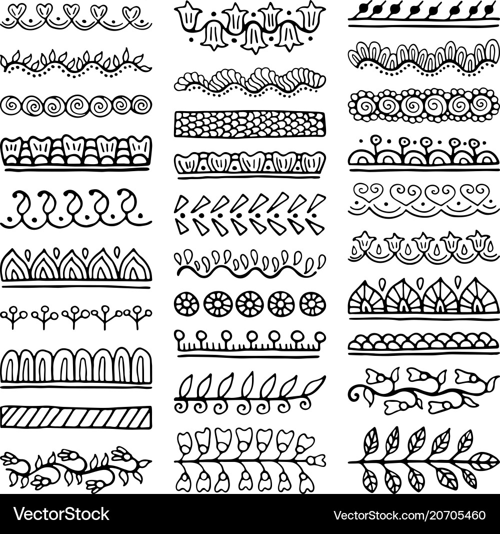 Hand drawn dividers set Royalty Free Vector Image