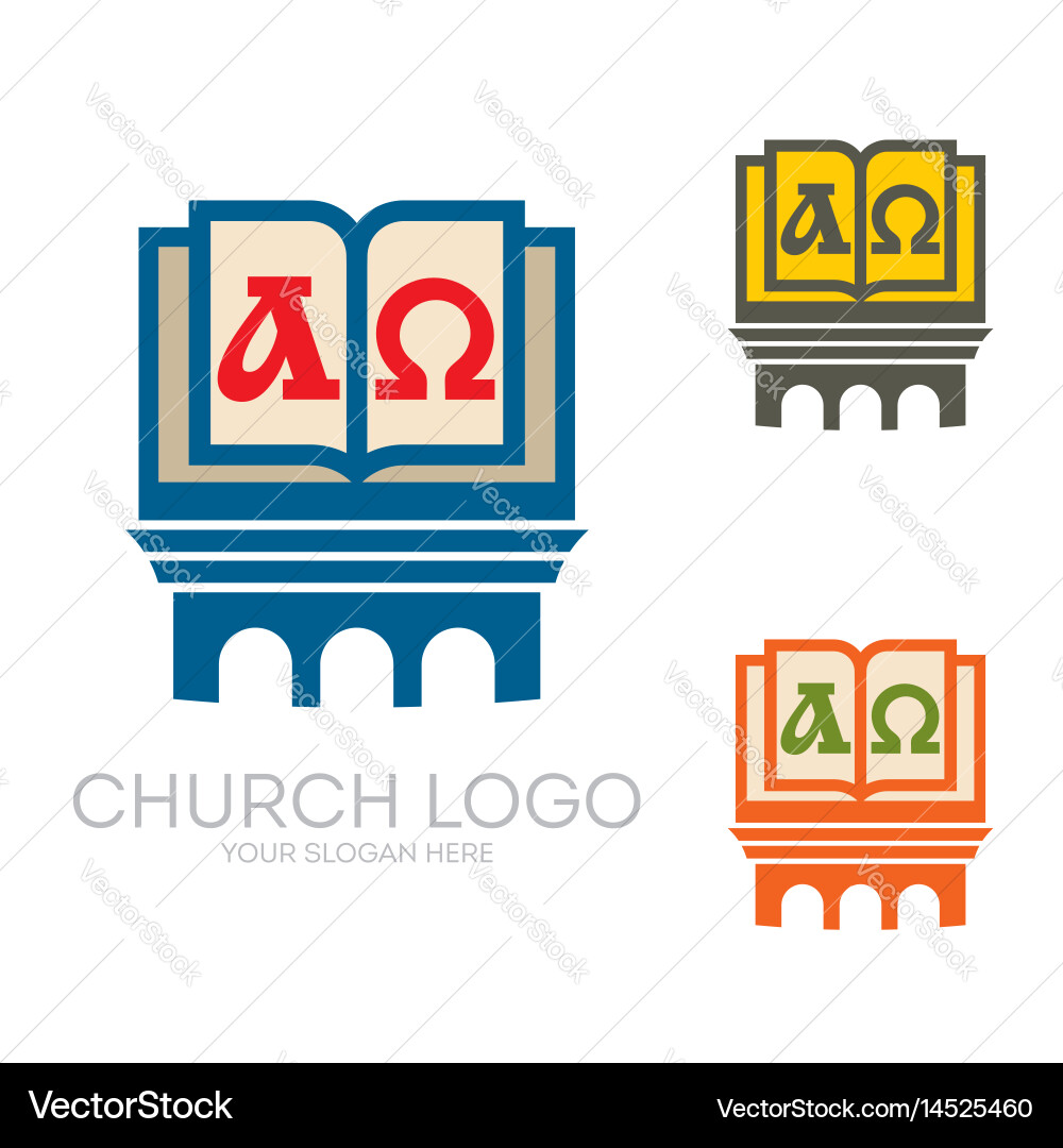 Holy bible cross alpha and omega Royalty Free Vector Image