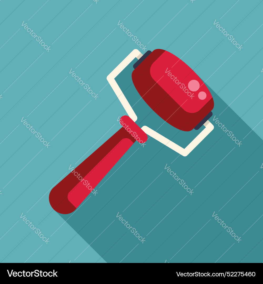 Red paint roller painting a wall with teal Vector Image