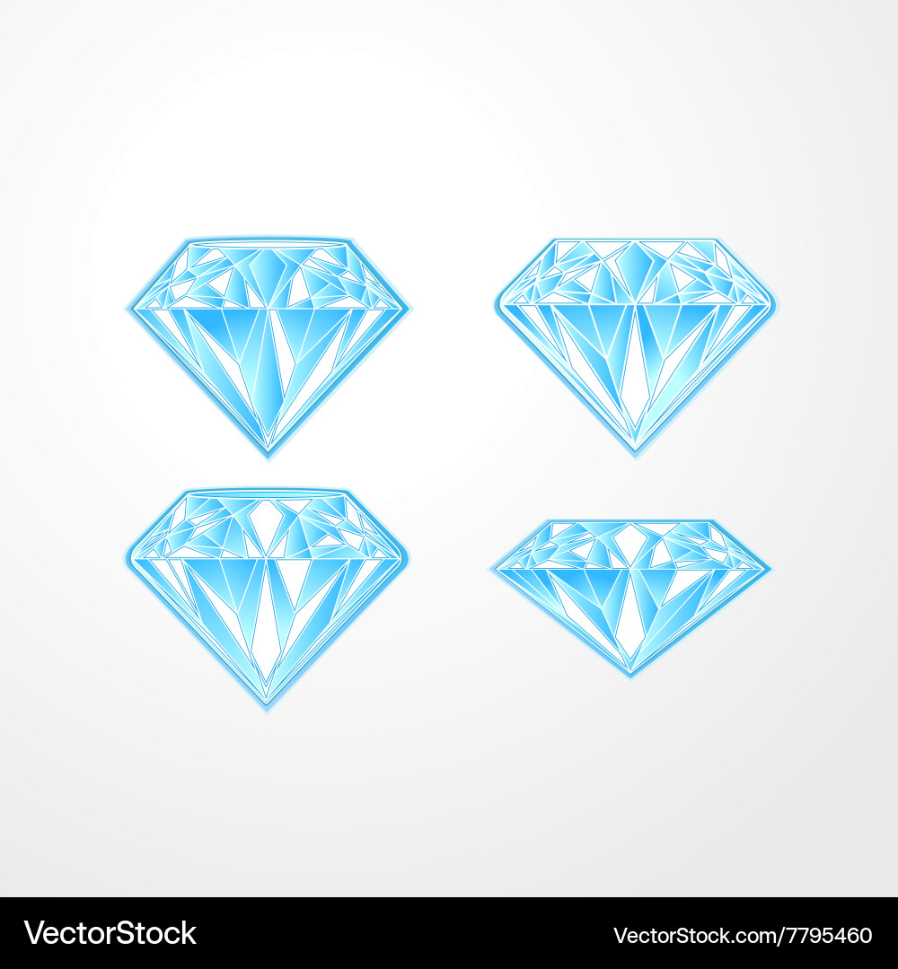 Set of blue diamonds Royalty Free Vector Image