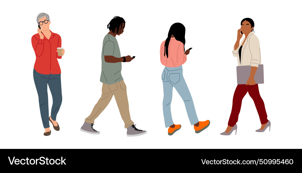 Set of different people using mobile phone Vector Image
