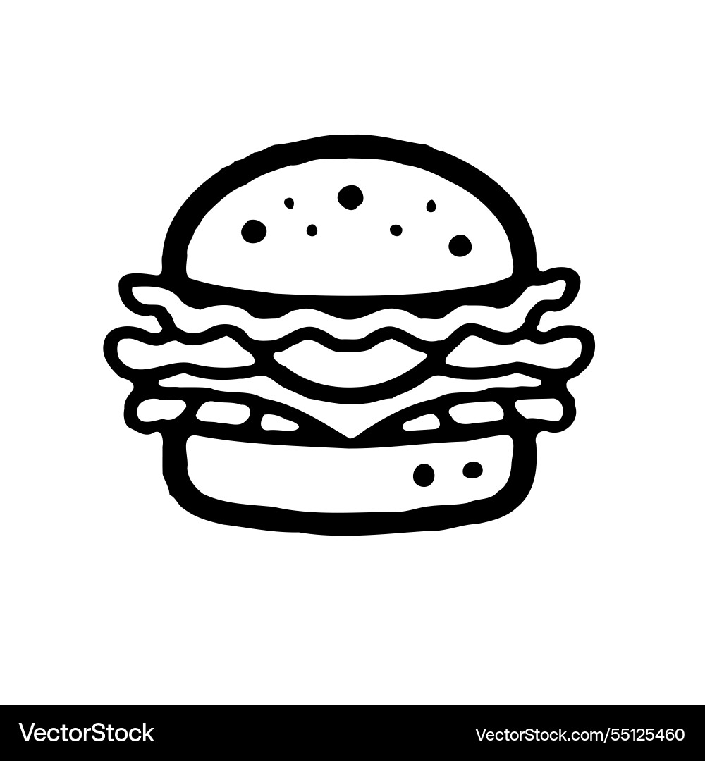Simple black and white burger Royalty Free Vector Image