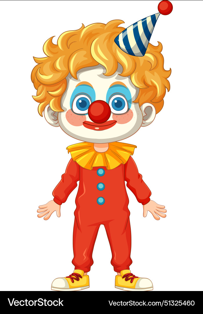 Smiling clown with bright outfit and hat Vector Image
