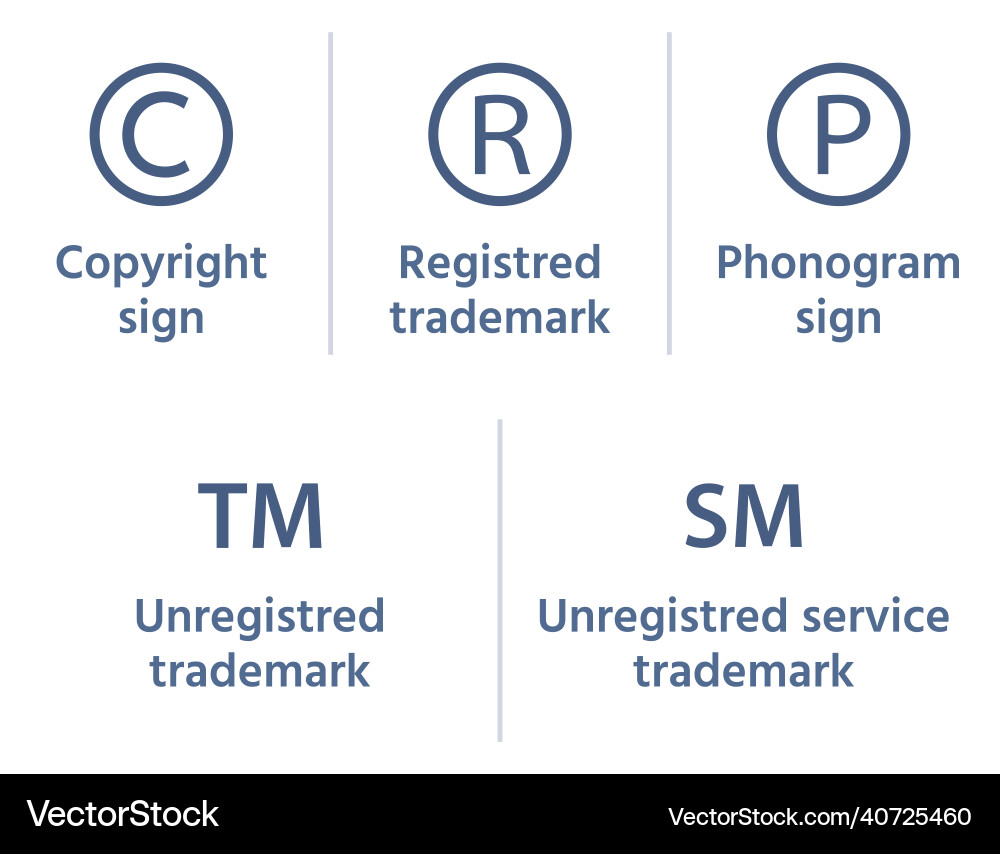 Trademark and Copyright Symbols Royalty Free Vector Image