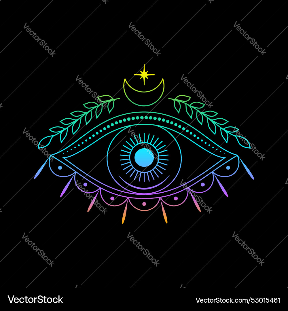 All seeing eye in line art style with gradient Vector Image