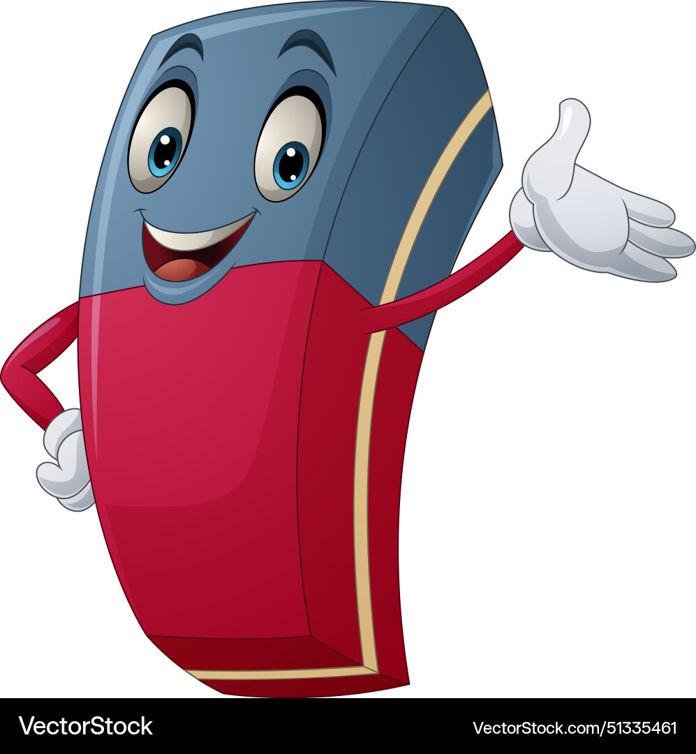 Cartoon eraser waving hand on white background Vector Image
